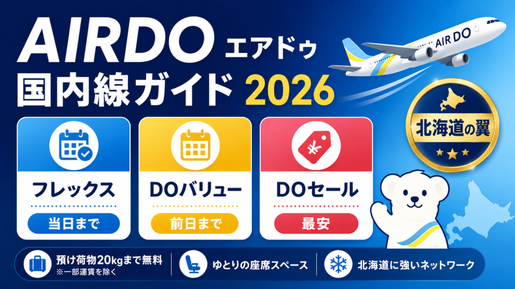 【2026年最新】AIRDO（エアドゥ）国内線完全ガイド｜新運賃・手荷物・乗り方・北海道路線まとめ